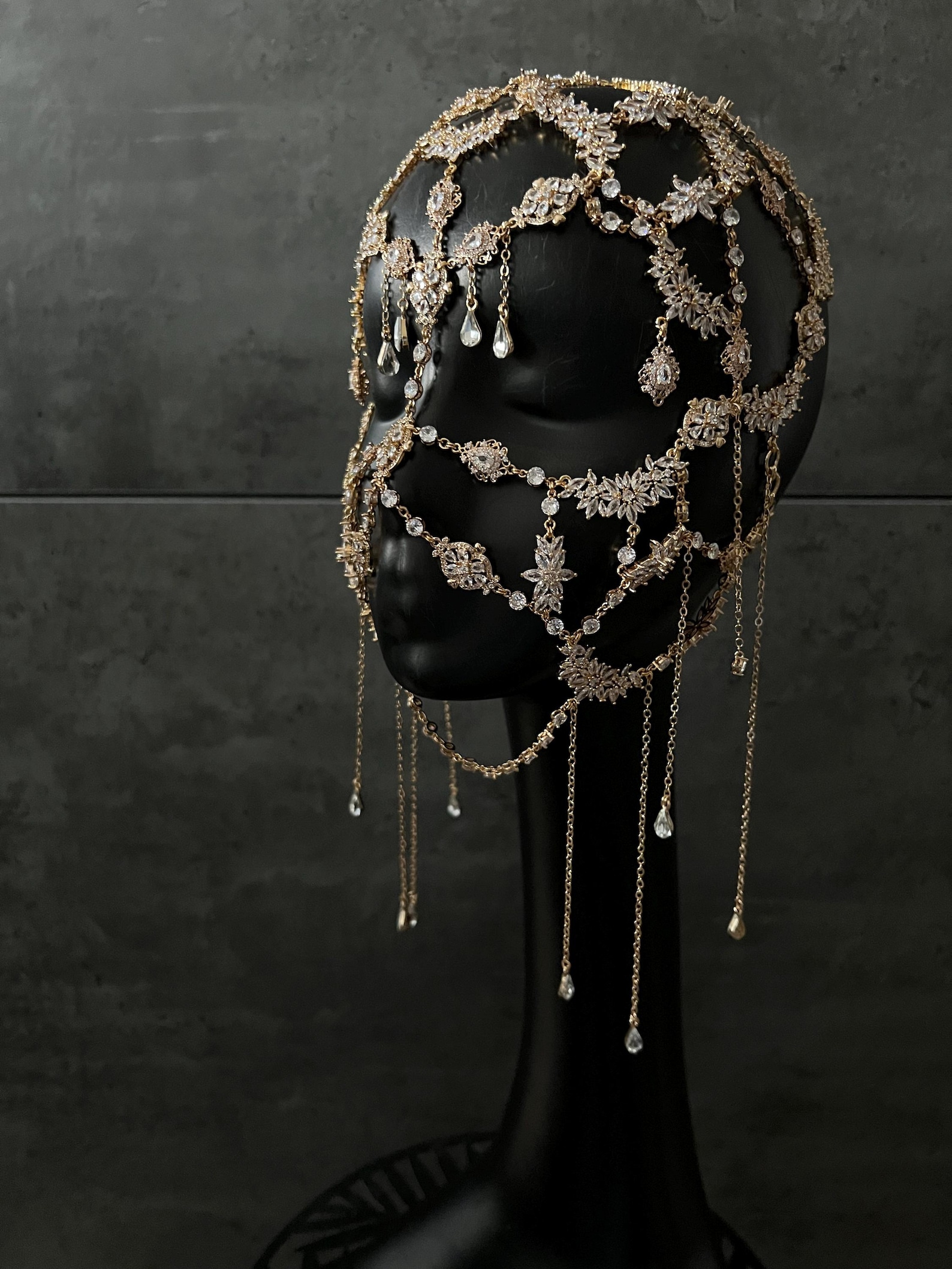 Gold Crystal Mask_burning Man Mask_gold Face Veil_rhinestone Mask_gold ...