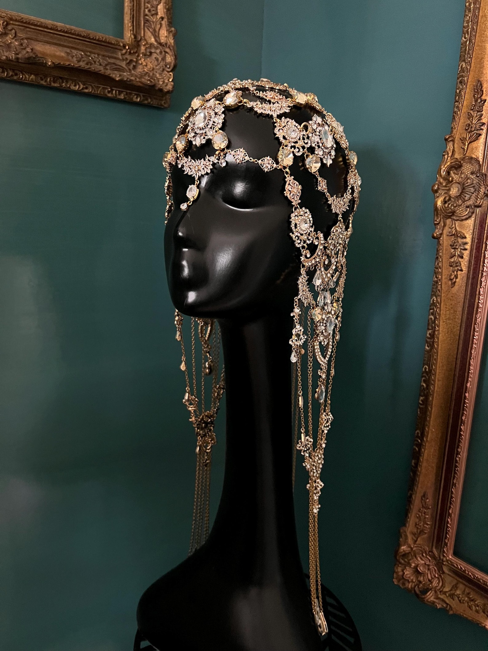 Glamorous Gold Headpiece_gold Wedding Hair Chain_crystal Head Chain ...