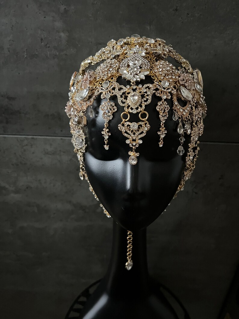 Glamour Headpiece _rhinestone Headpiece_ Gold Bridal Headpiece ...