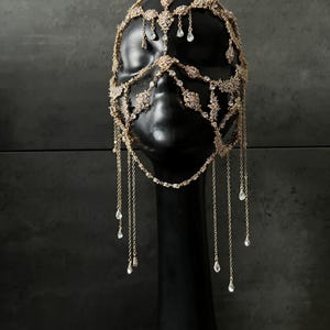 Gold Crystal Mask_burning Man Mask_gold Face Veil_rhinestone Mask_gold ...