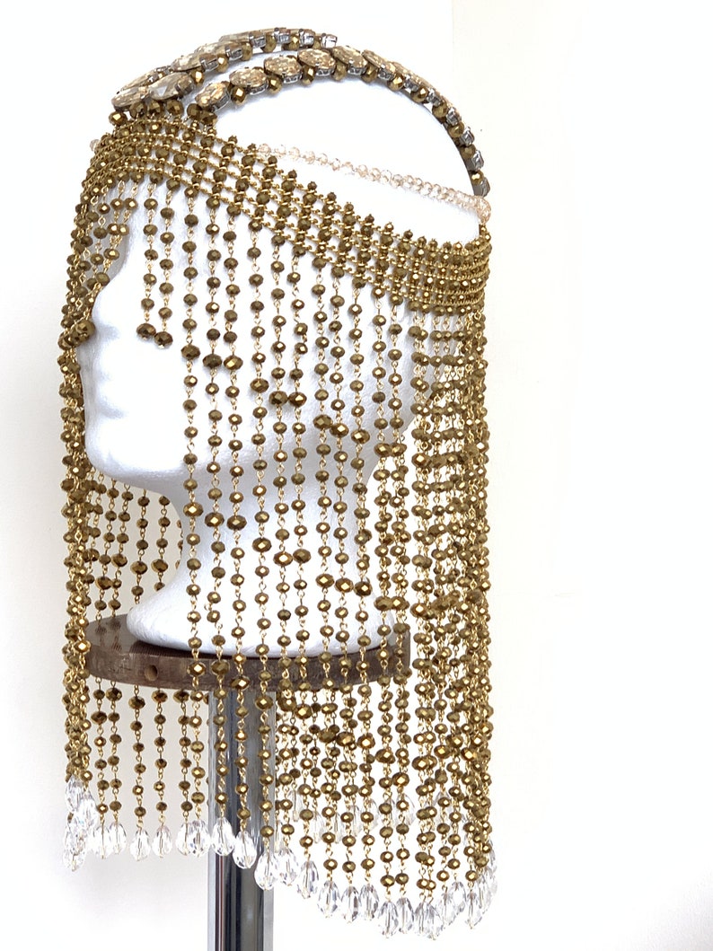 Golden Crystal Headpiece_gold Face Chain_ Bridal Headpiece_wedding Hair ...