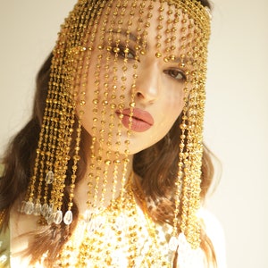 Golden Crystal Headpiece_gold Face Chain_ Bridal Headpiece_wedding Hair ...