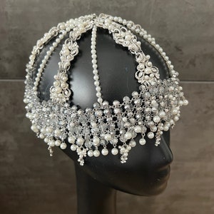 Bridal Headpiece _ Silver Headpiece _ Silver Headpiece _ Pearl ...