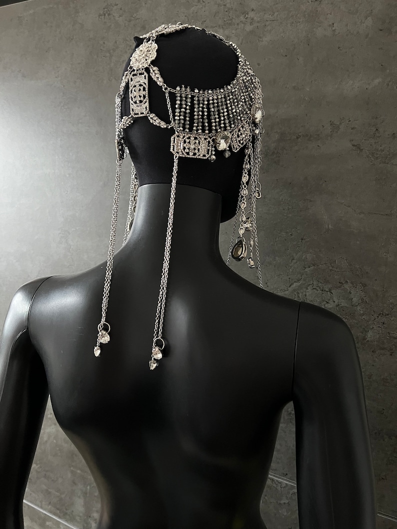 Silver Headpiece _rhinestone Head Chain_ Crystal Hair_ Rhinestone ...