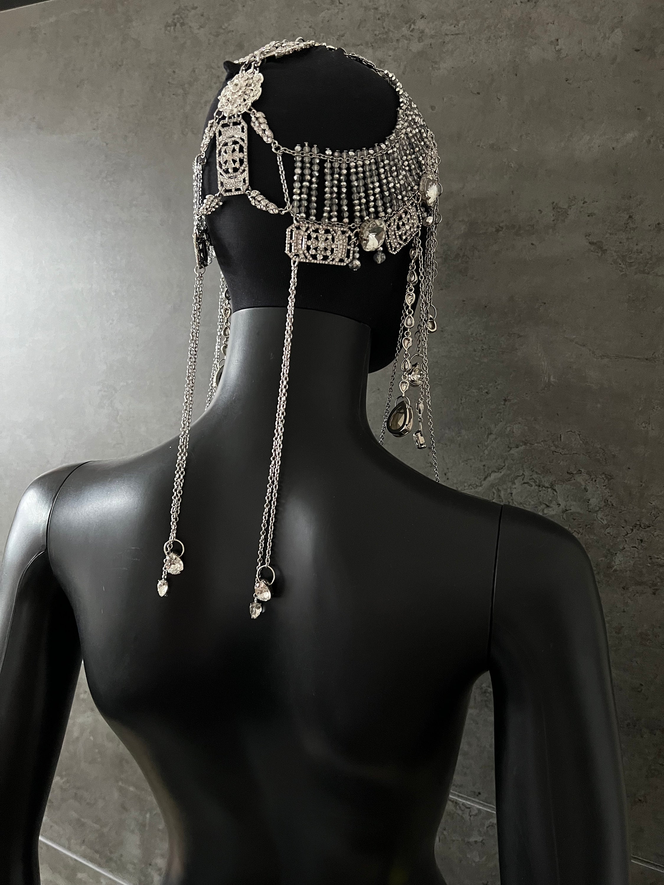 Silver Headpiece _rhinestone Head Chain_ Crystal Hair_ Rhinestone ...