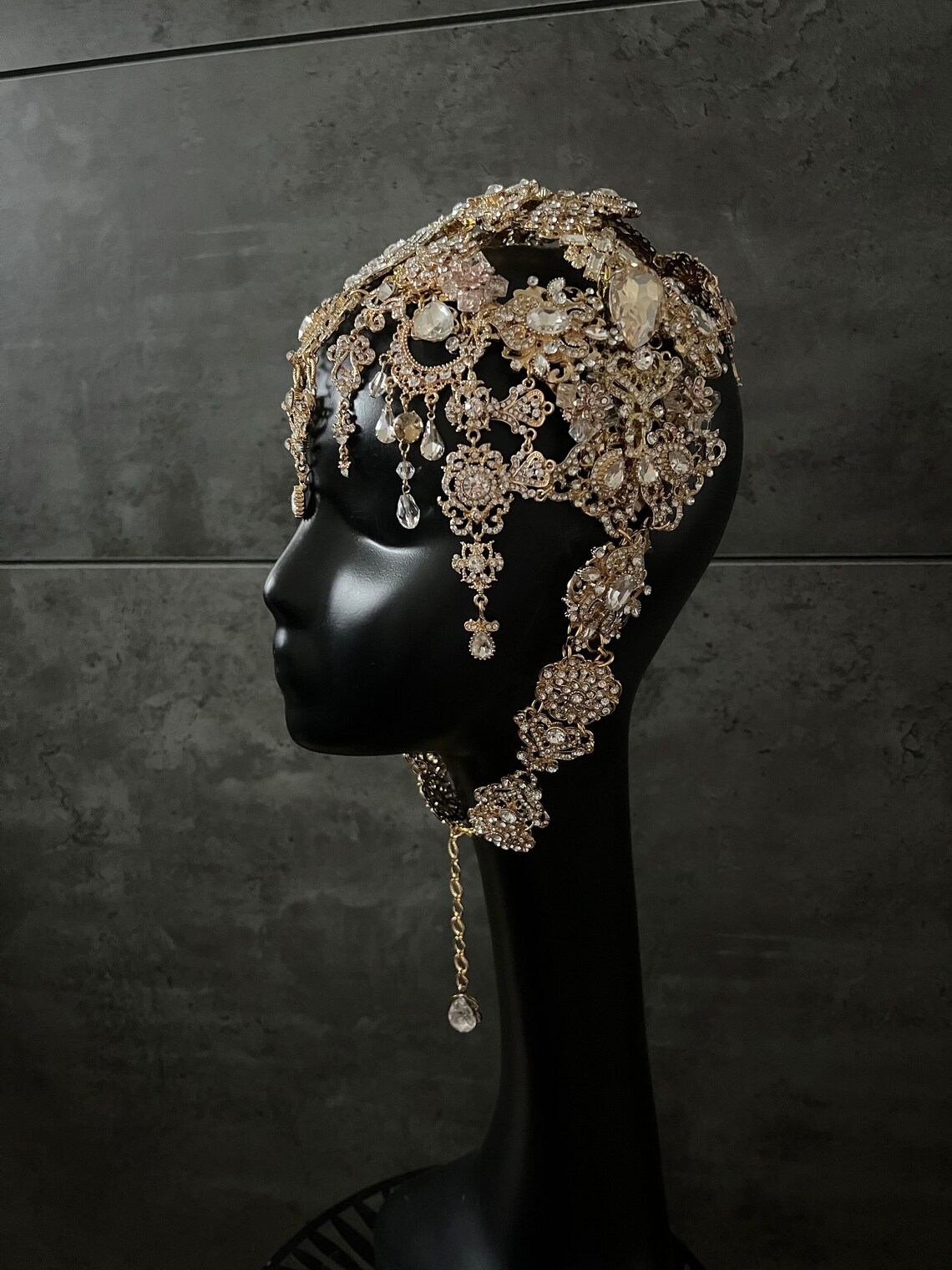 Glamour Headpiece _rhinestone Headpiece_ Gold Bridal Headpiece ...