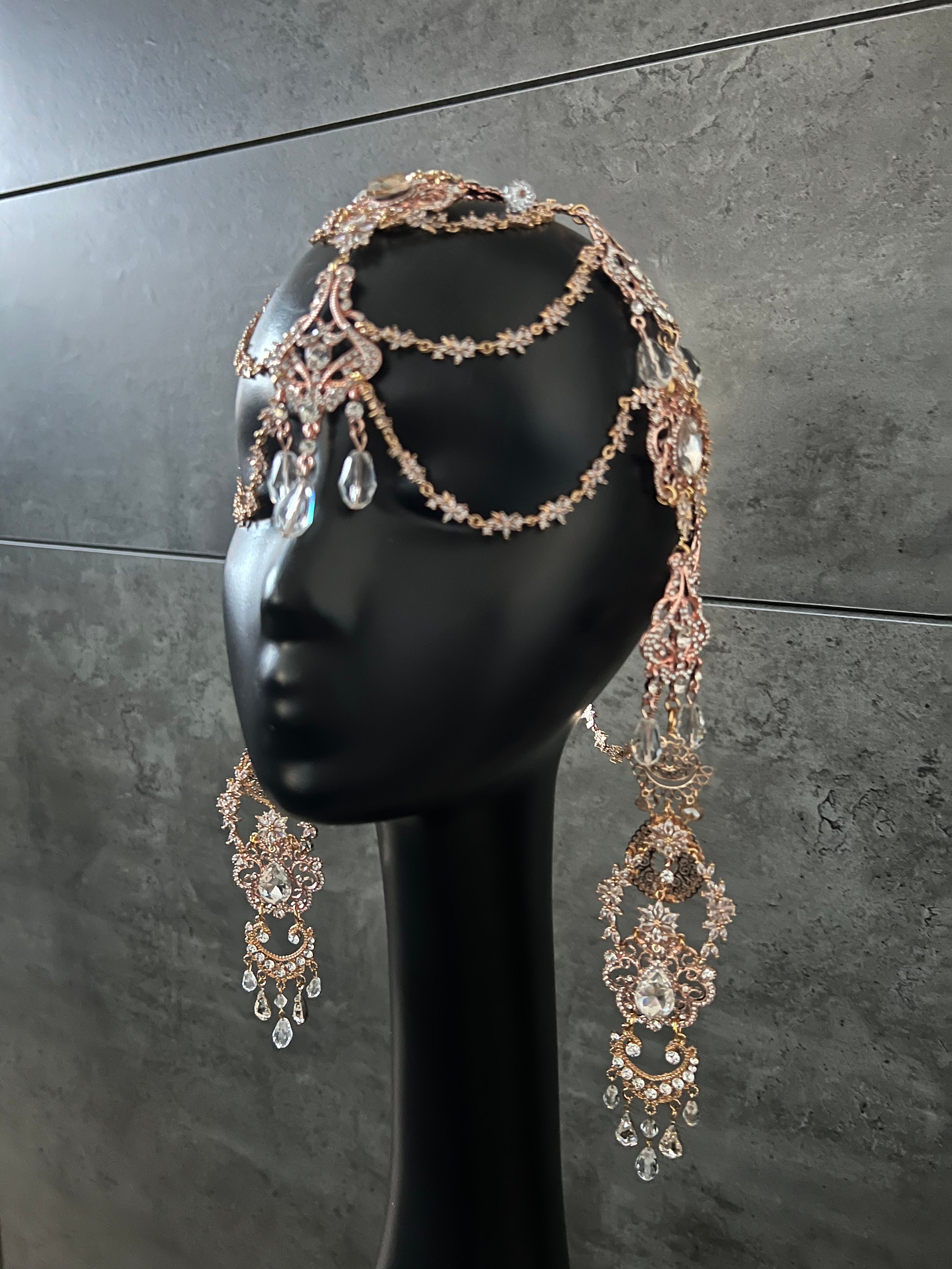 Bohemian Crystal Headpiece _ Gold Head Chain _sophisticated Crystal ...