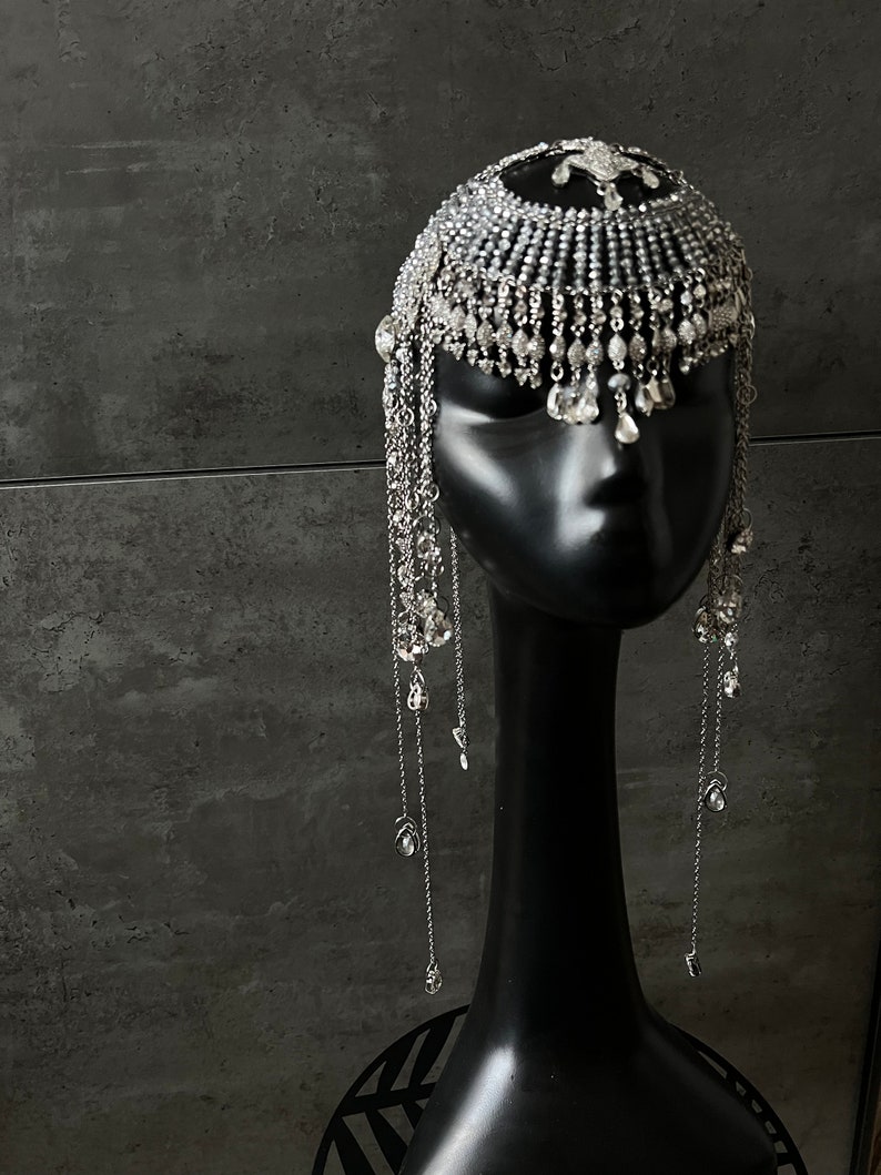 Silver Headpiece _rhinestone Head Chain_ Crystal Hair_ Rhinestone ...
