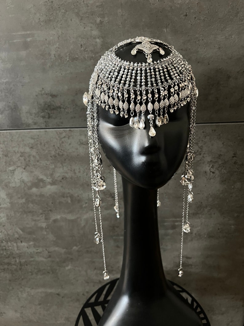 Silver Headpiece _rhinestone Head Chain_ Crystal Hair_ Rhinestone ...