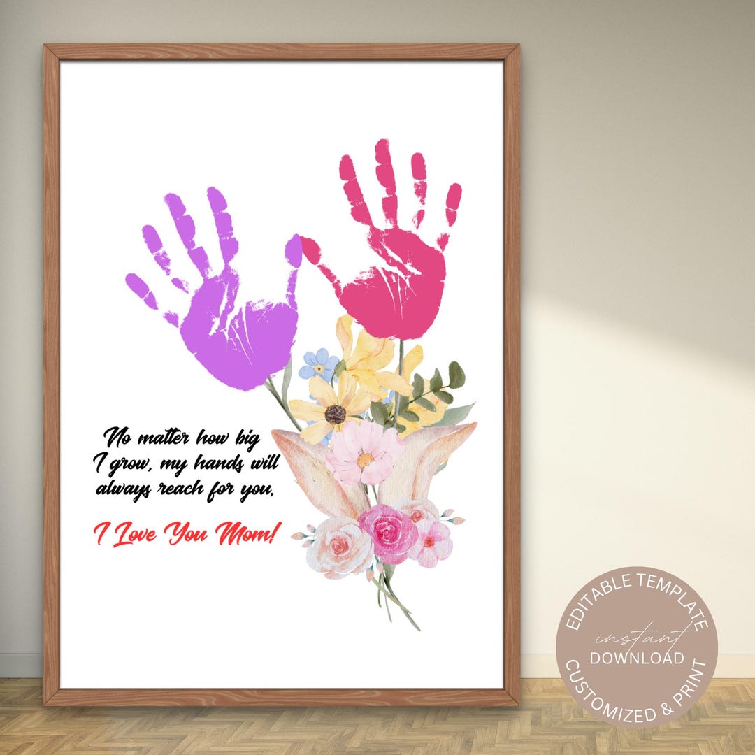 Mommy Handprint Art, Mothers Day Craft Activity, Mother's Day Printable ...
