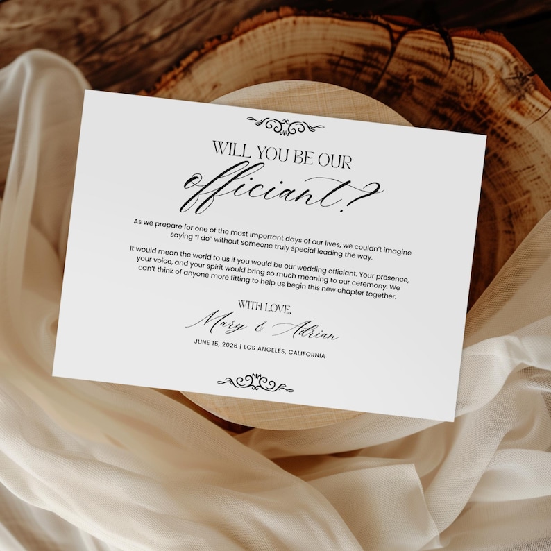 Officiant Proposal Card Template: Wedding Party Invitation (digital ...