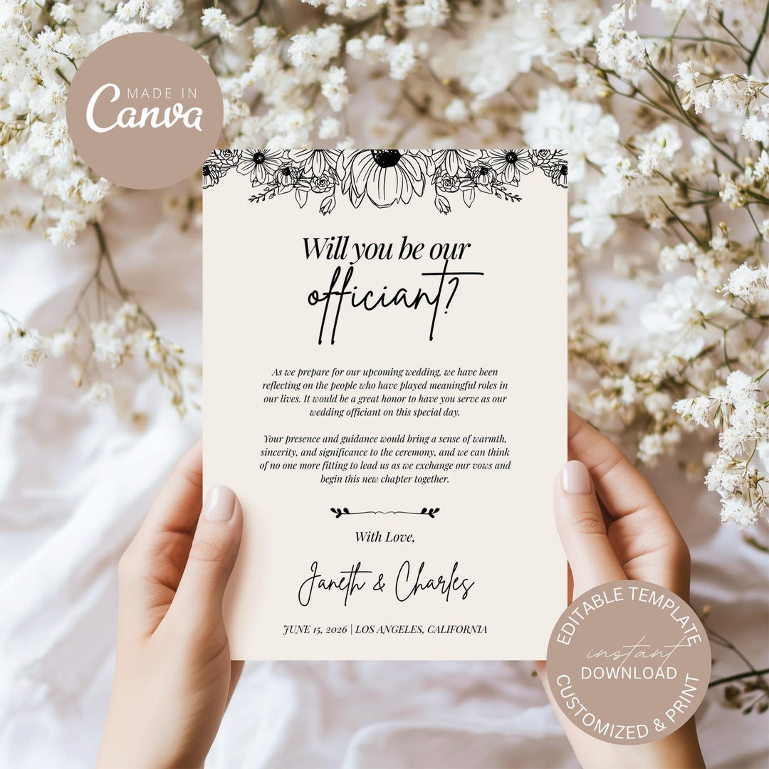 Wedding Officiant Proposal Card Template: Editable Canva Design ...