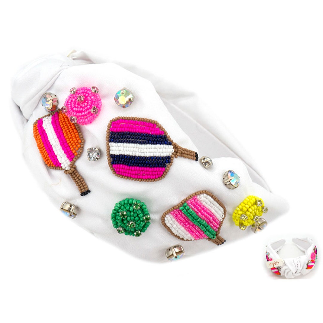 Playful Pickleball: Seed Bead Pickleball Headband Handcrafted Statement ...