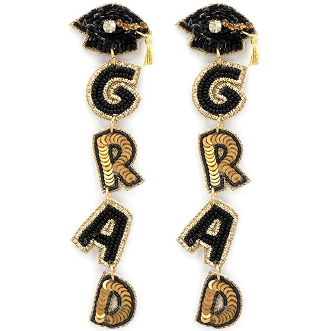 Graduation Celebration: Seed Bead Graduation Cap Drop Earrings ...