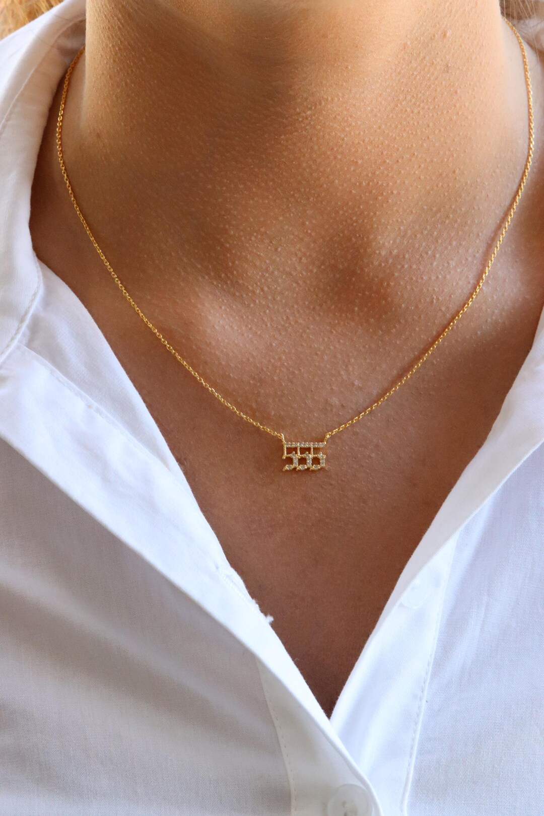 Dainty Pave Angel Number 555 Pendant Necklace Transformational Jewelry ...