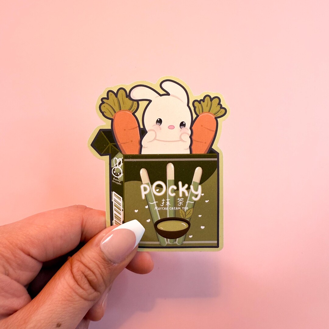 Cute Bunny Pocky Sticker - Kawaii Rabbit Decal for Laptops, Water ...