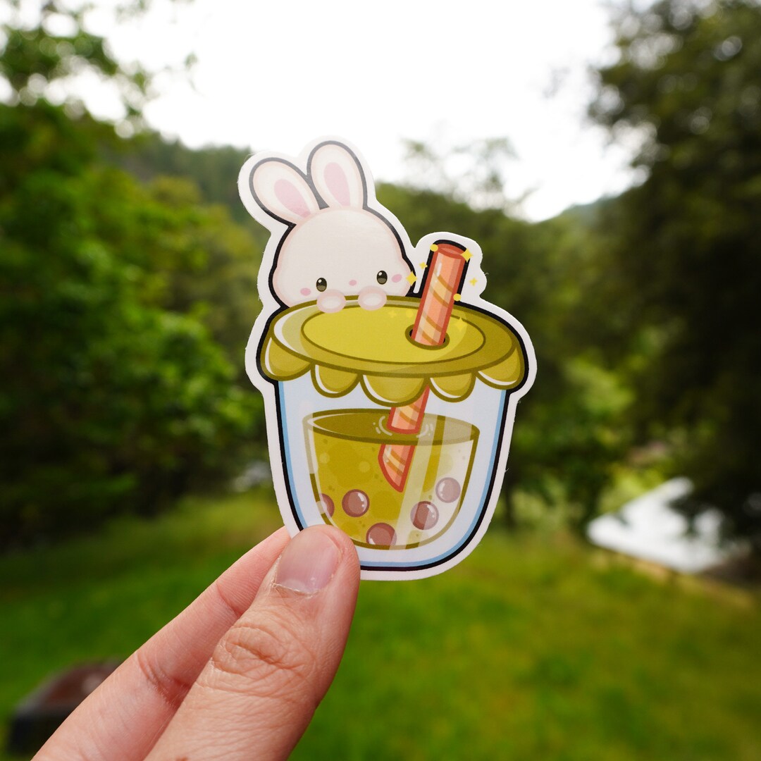 Green Tea Boba Bunny Sticker - Etsy