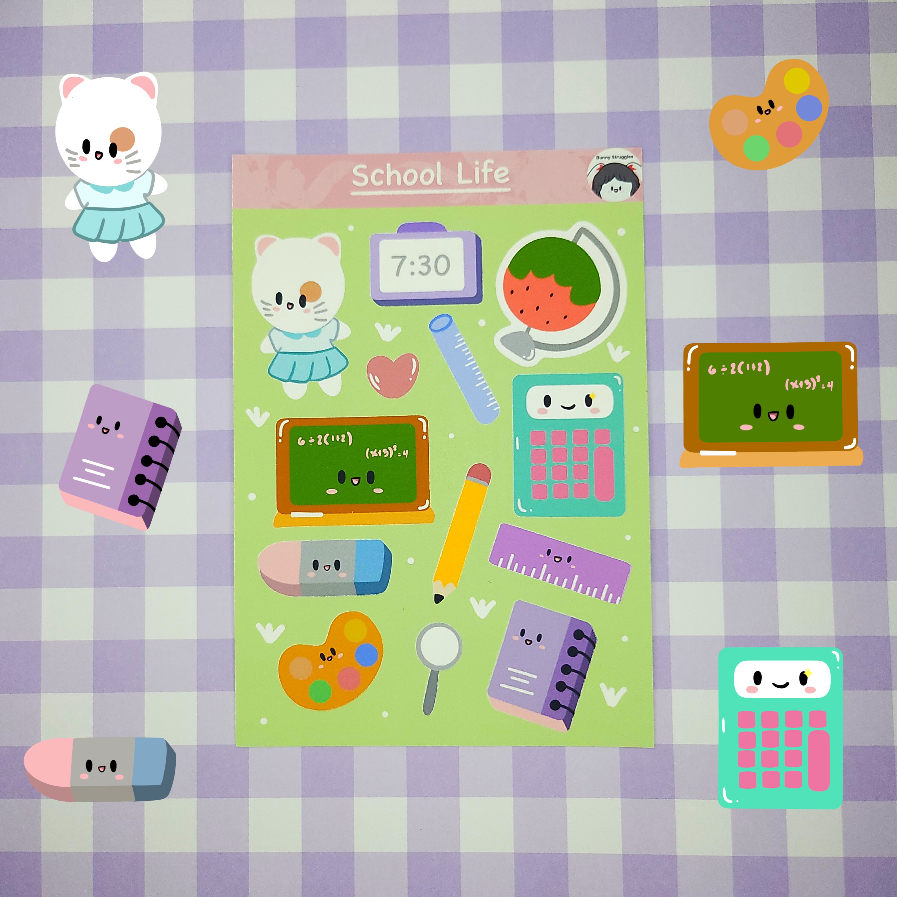 School Life Cute Kawaii Sticker Sheet - Etsy
