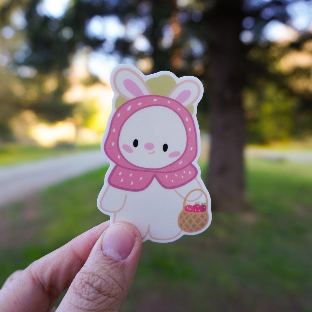 Strawberry Bunny Sticker - Etsy