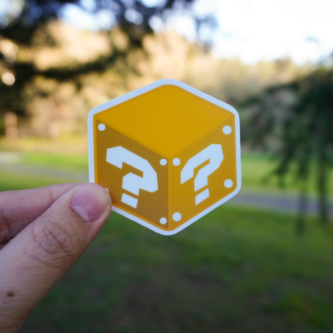 Super Mario Mystery Block Sticker (yellow) - Etsy