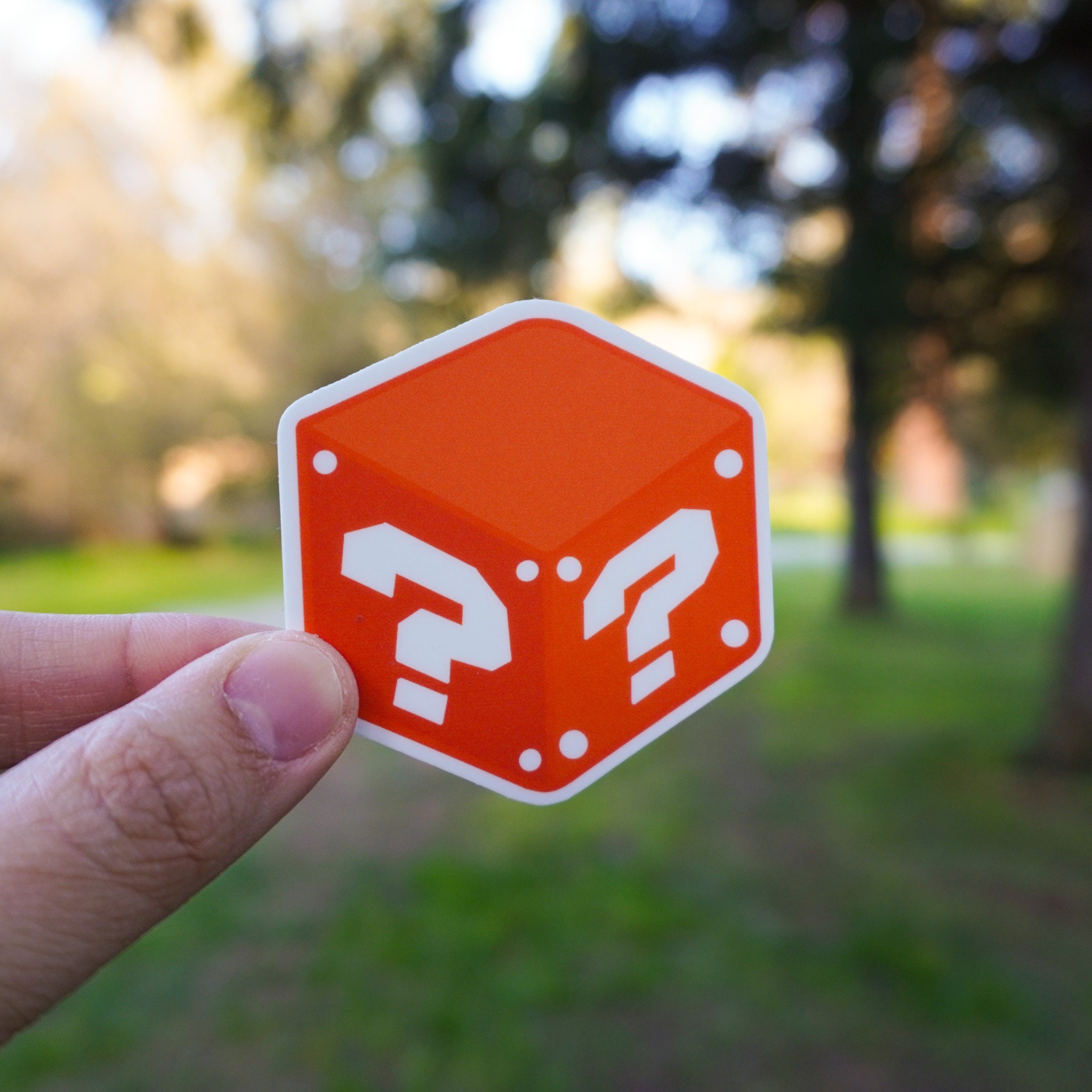 Super Mario Mystery Block Sticker (orange) - Etsy