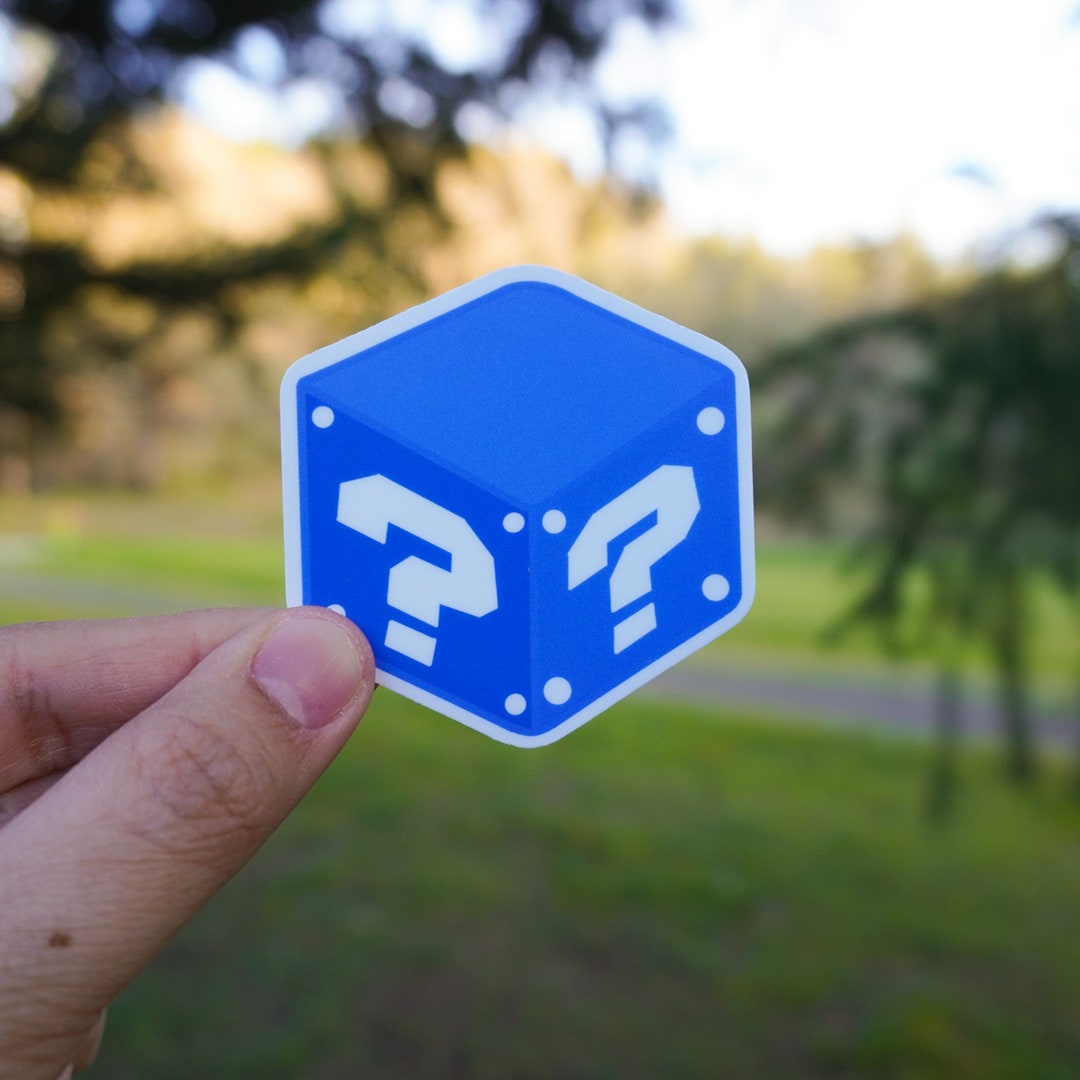 Super Mario Mystery Block Sticker (blue) - Etsy