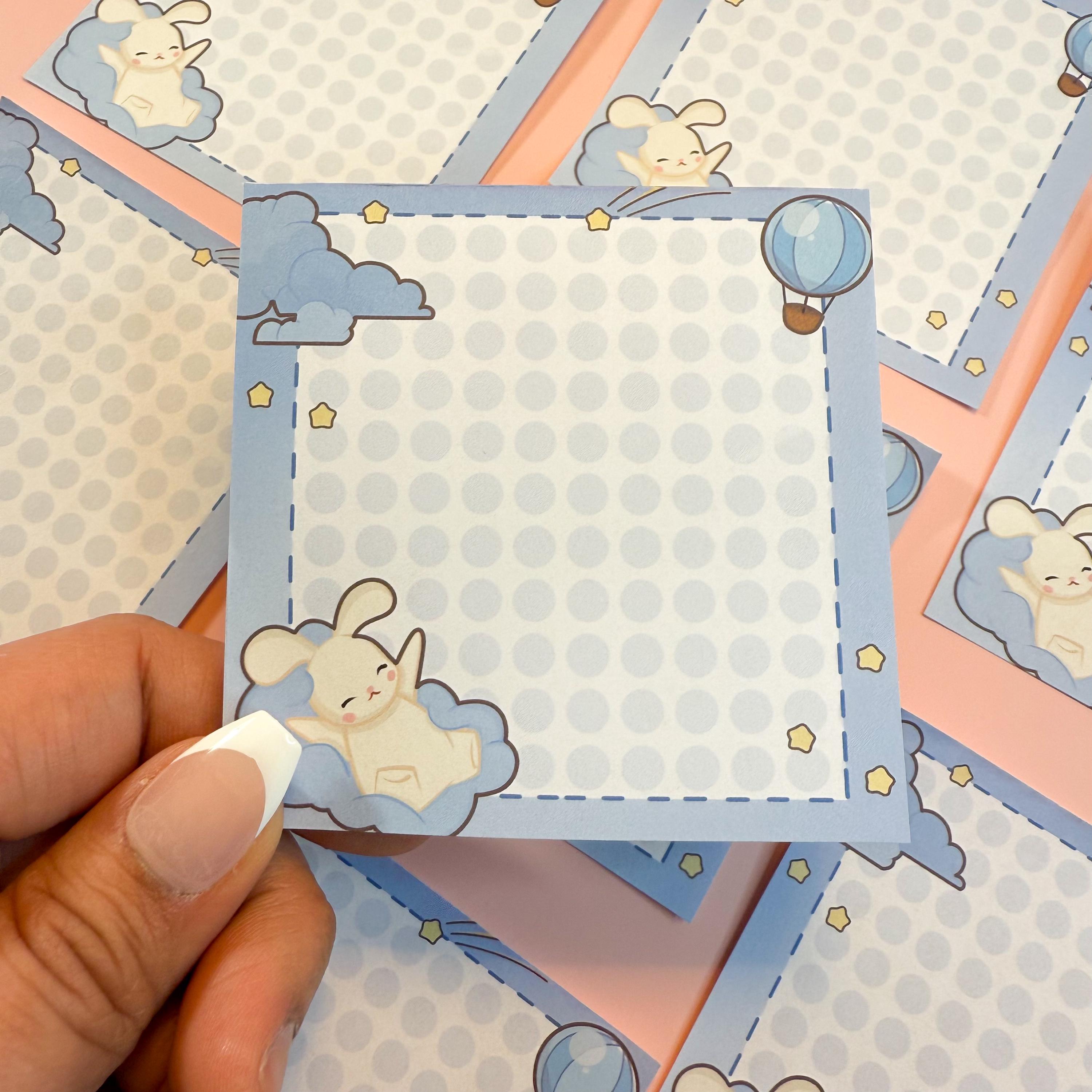 Cute Bunny Clouds Notepad - Pastel Bunny & Cloud Memo Pad for Notes ...