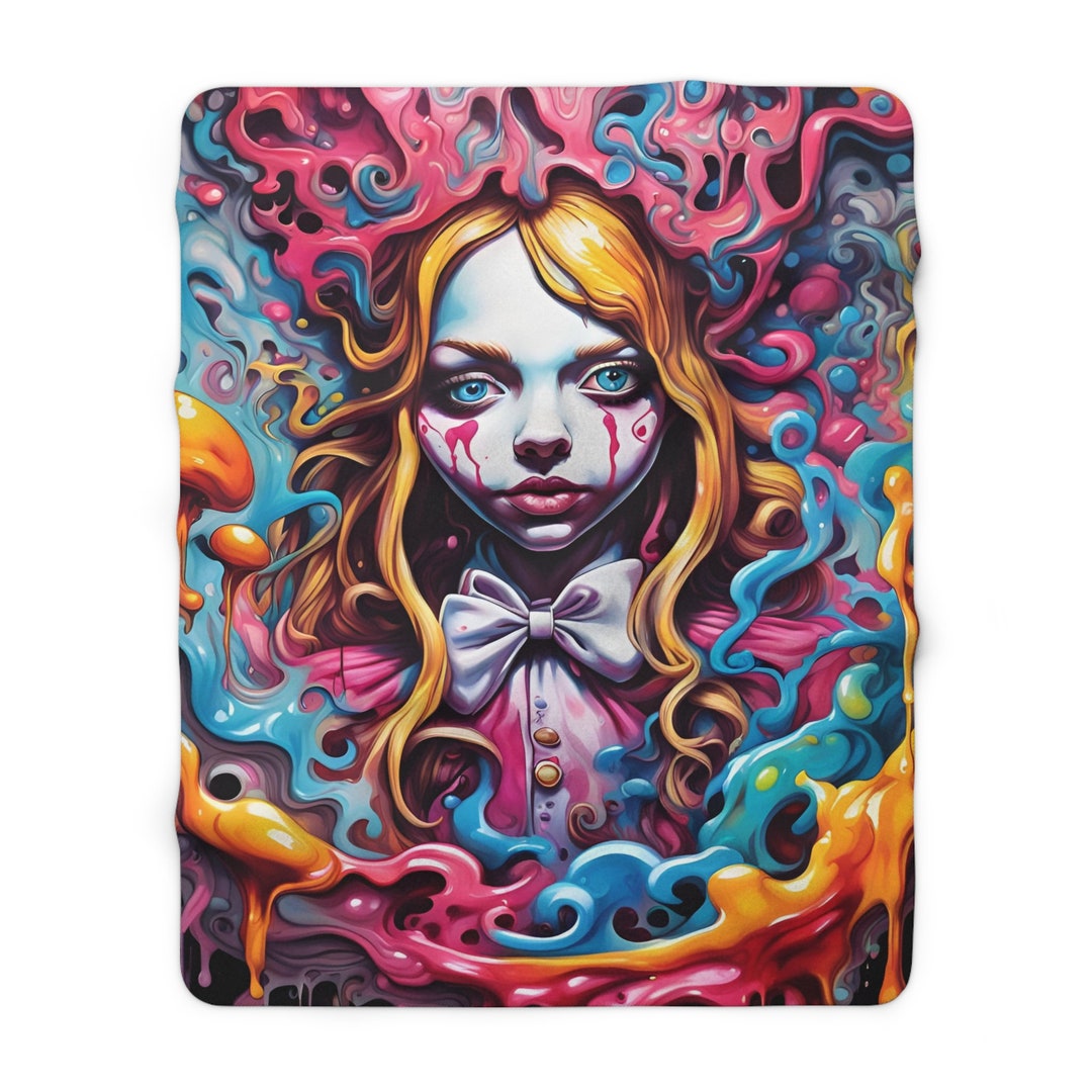 Melting ALICE Sherpa Fleece Plush Backside BLANKET GOTHIC - Etsy