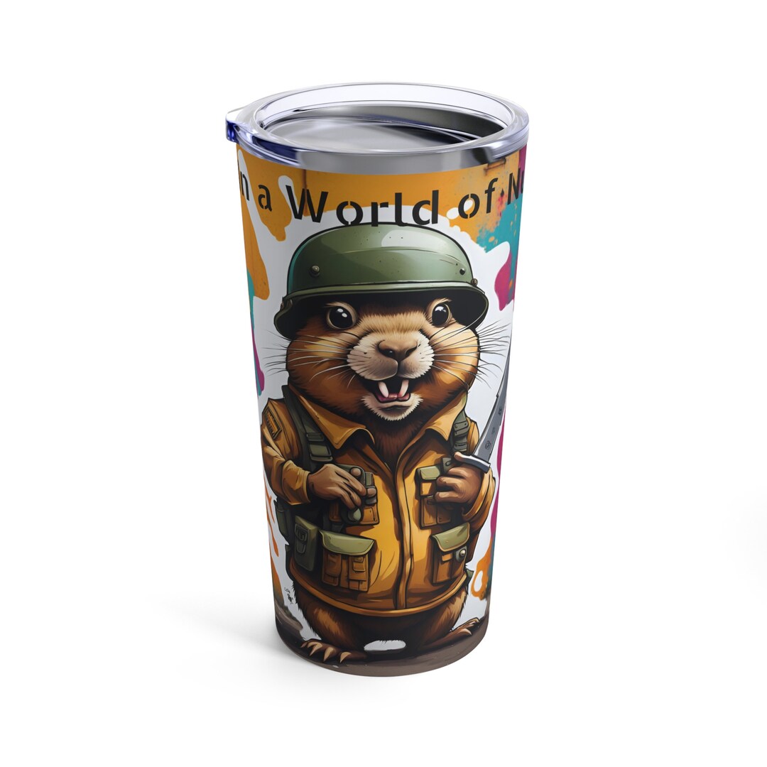 Cartoon Gopher Splash Art Tumbler Funny 20oz Tumbler Knife Design Cup ...
