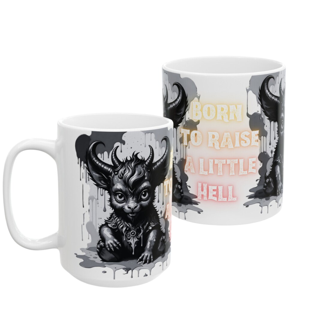 Gothic Demon Coffee Mug, Cute Cartoon Style, 11oz-15oz, Quirky 'born to ...