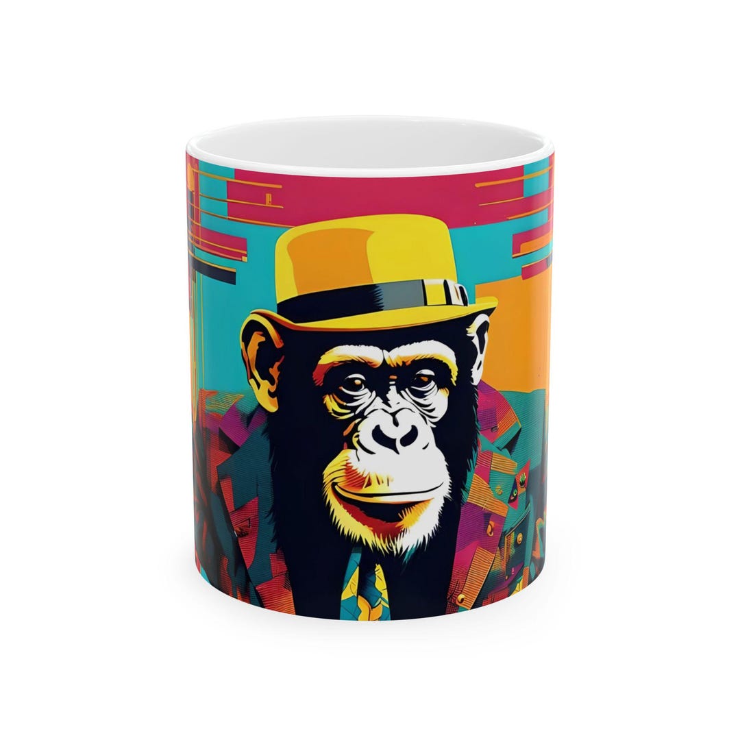 Pimp Chimp Coffee Mug Bold Pop Art Design Boss Vibes Ceramic Mug Fun Office Gift Bold Pop Art ...