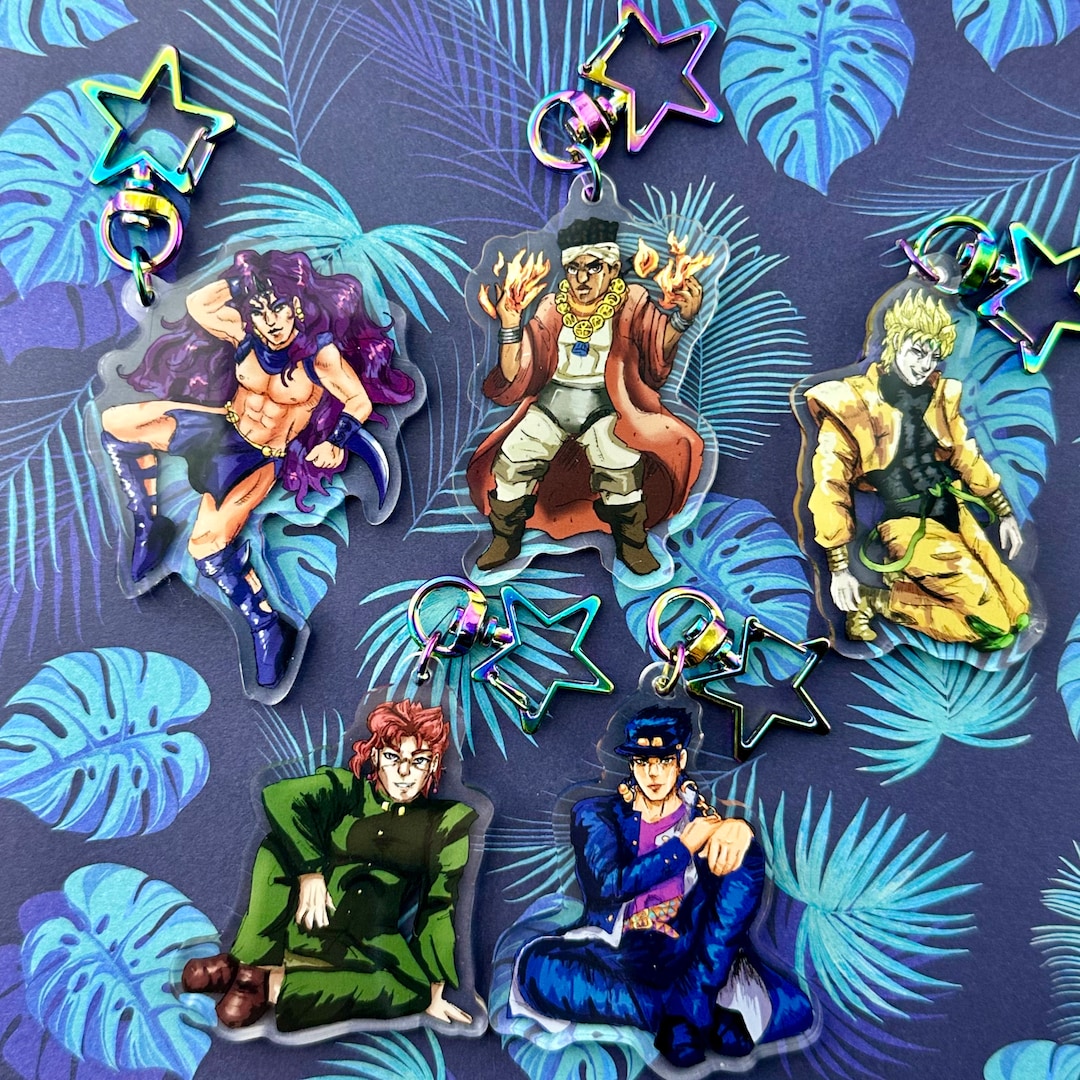 JJBA Part 1-3 Keychains, 2.5 Acrylic Charms, Dio, Kakyoin, Kars, Jotaro ...