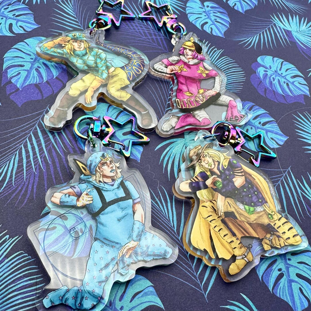 JJBA Part 7 Keychains, 2.5" Acrylic Charms. | Johnny Joestar, Gyro ...