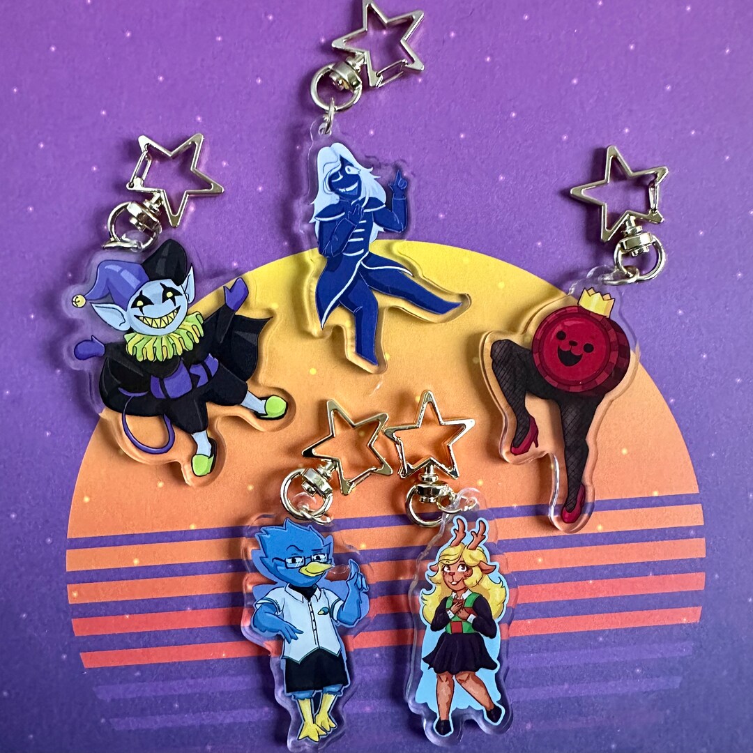 Deltarune Charms: Berdly, Noelle Holiday, Rouxls Kaard, K.round, Jevil ...