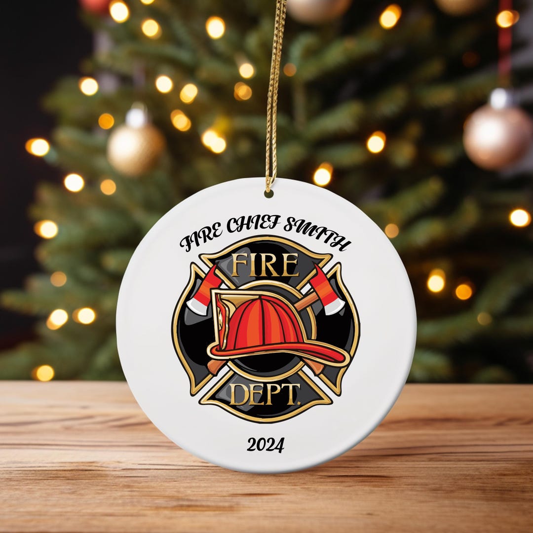 Personalized Firefighter Ornament: Ceramic Christmas Tree Gift - Etsy