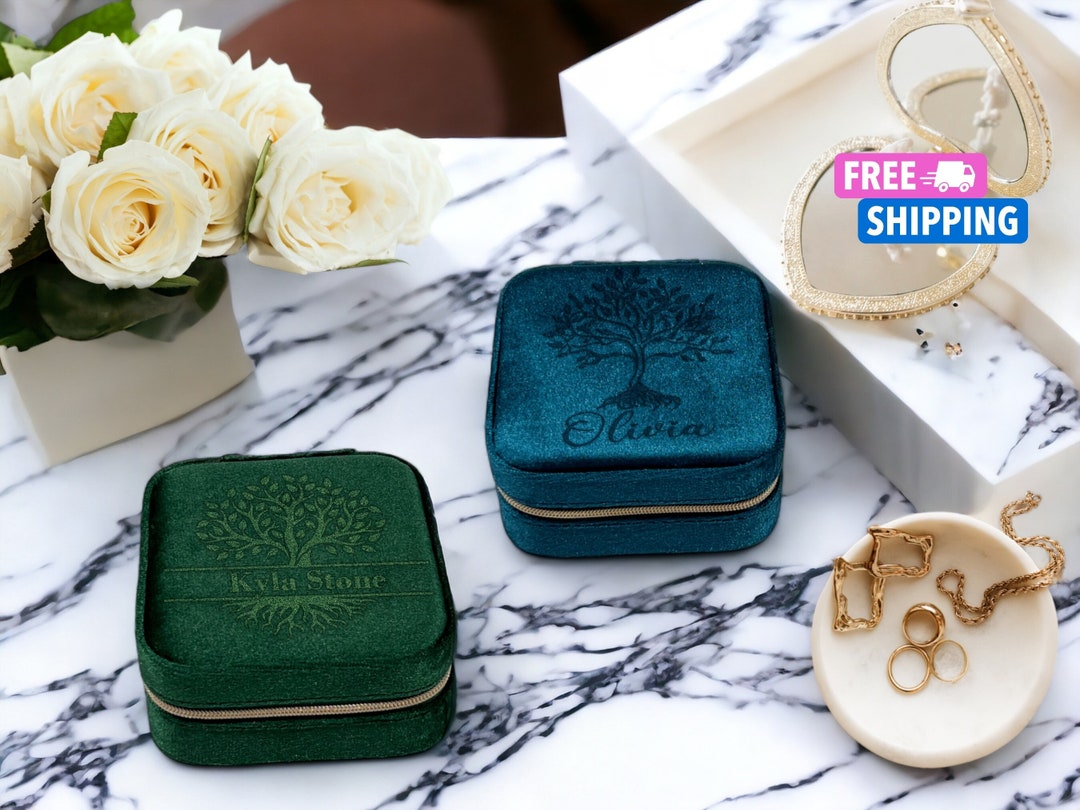 Personalized Velvet Jewelry Box: Tree of Life Travel Case - Etsy