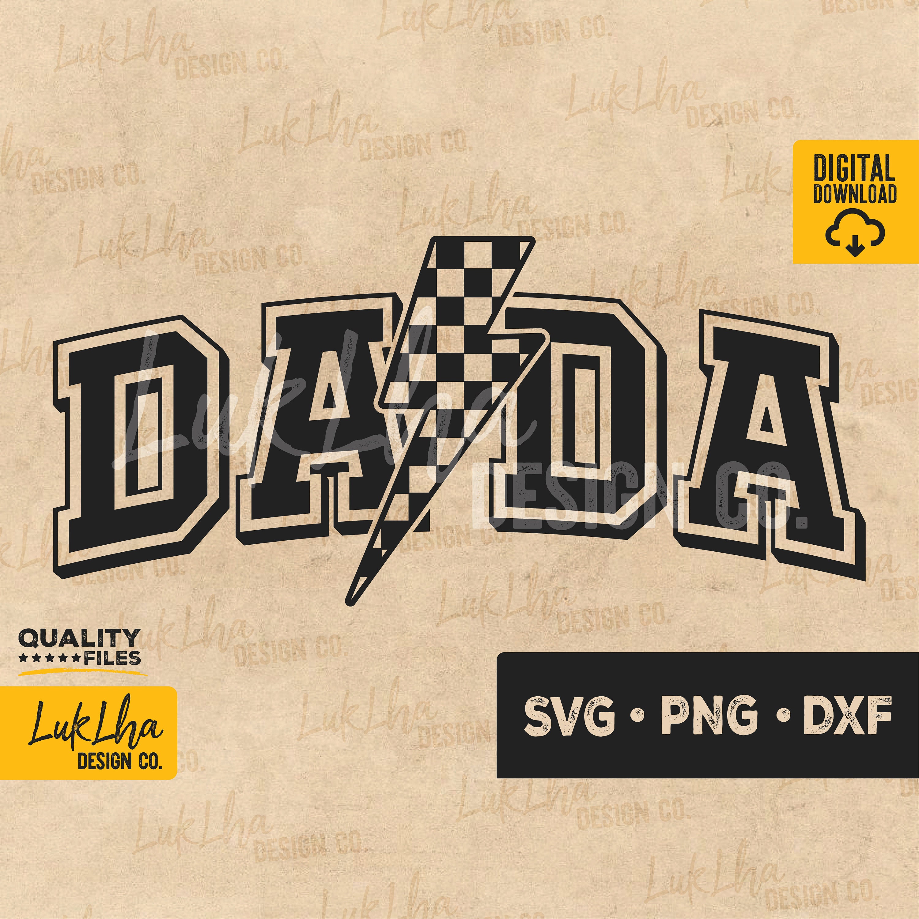 Dada Race Bolt SVG, Lightning Dada SVG, Race Dad Stacked, Retro Dada ...