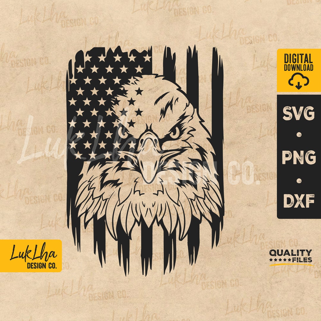 Eagle With American Flag SVG, Memorial Day Svg, 4th of July Svg, Eagle ...
