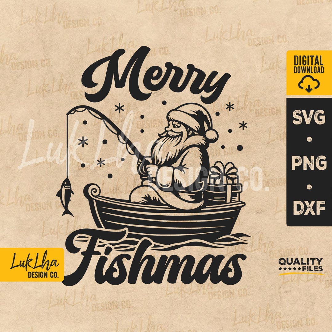 Merry Fishmas SVG, Fisherman Santa Svg, Santa Claus Fishing PNG, Funny ...