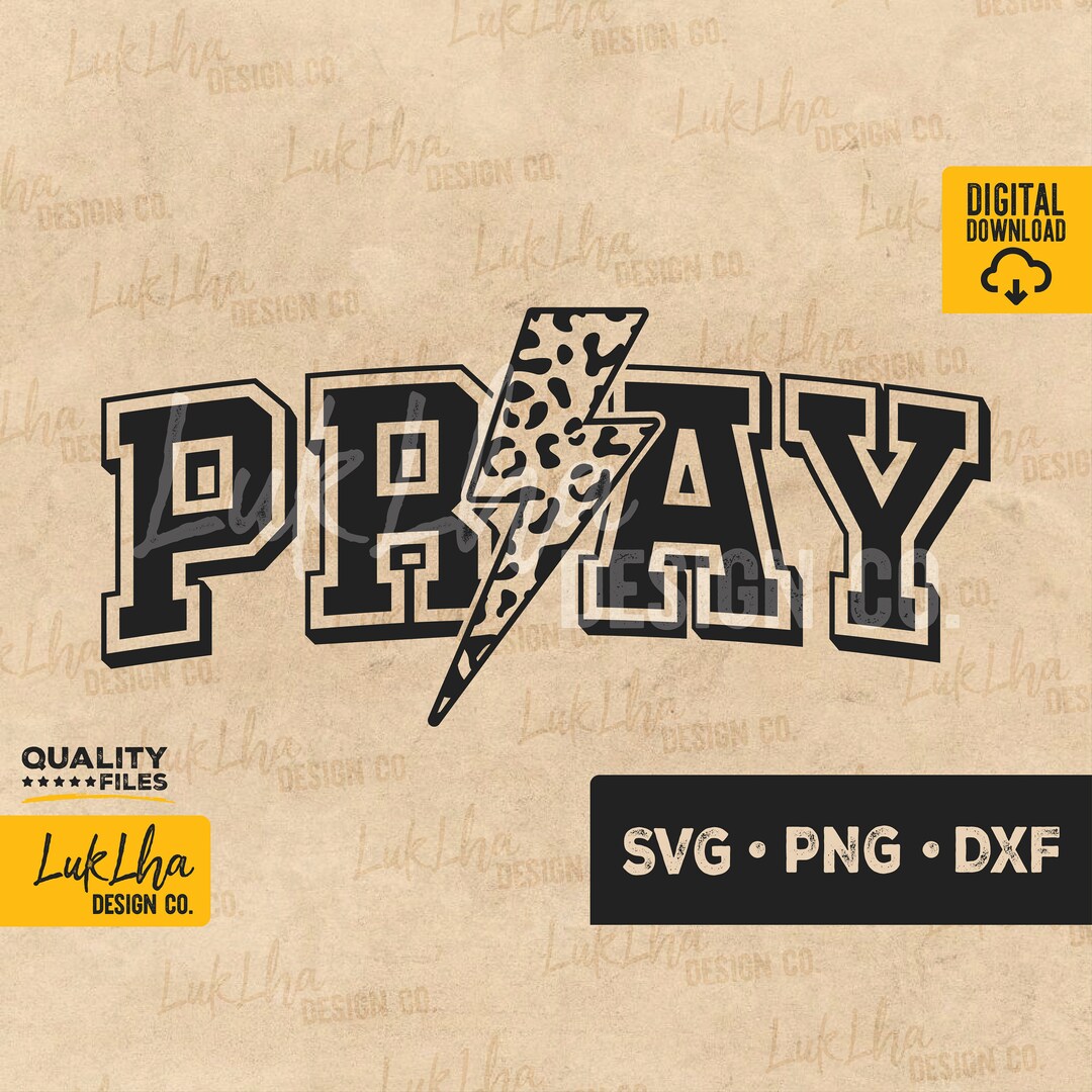 Pray Leopard Bolt SVG, Retro Pray SVG, Lightning Leopard PNG, Christian ...