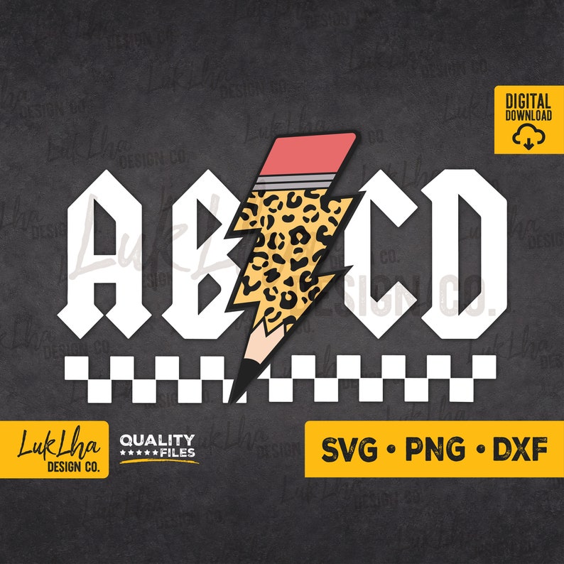 ABCD Leopard Pencil Bolt SVG, Happy 100 Days of School Svg, Abcd ...