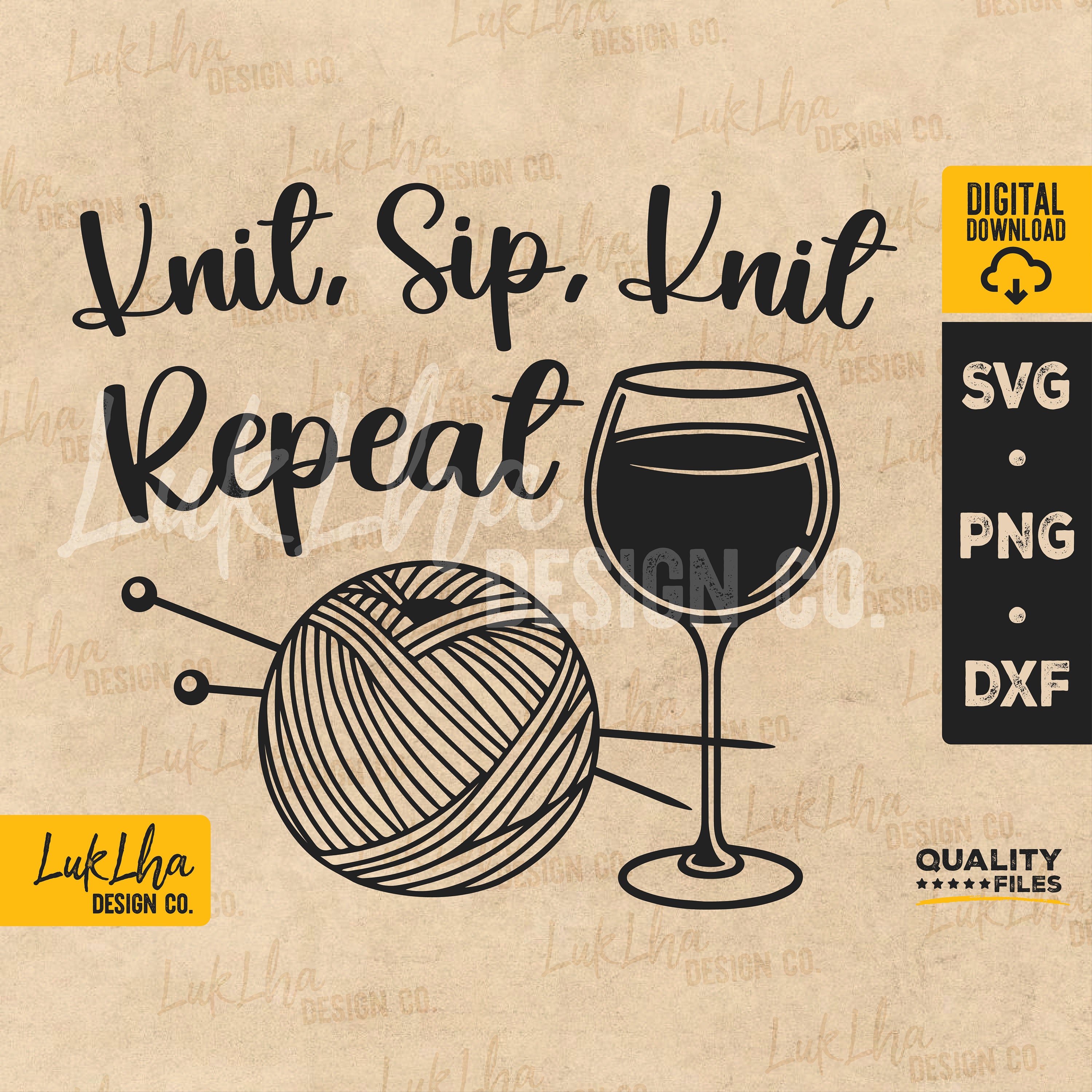 Knit Sip Knit Repeat SVG, Knitting PNG, Funny Knitting Quote Svg ...