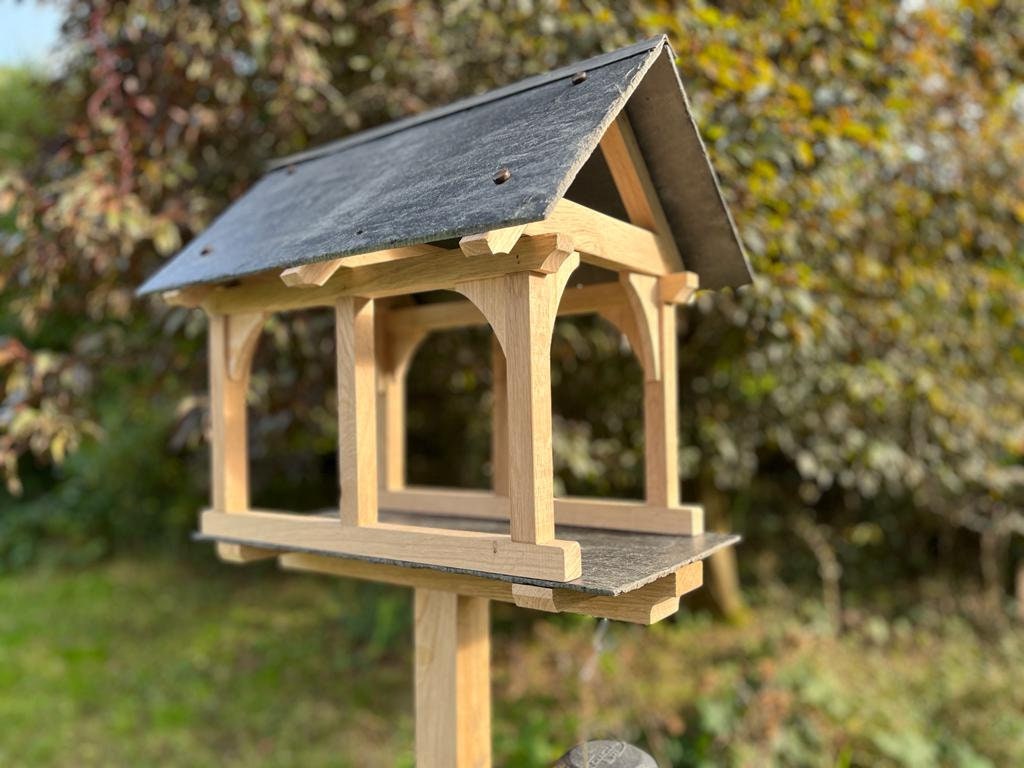 Unique Handmade Oak and Slate Bird Tables, Traditionally Mortise and ...