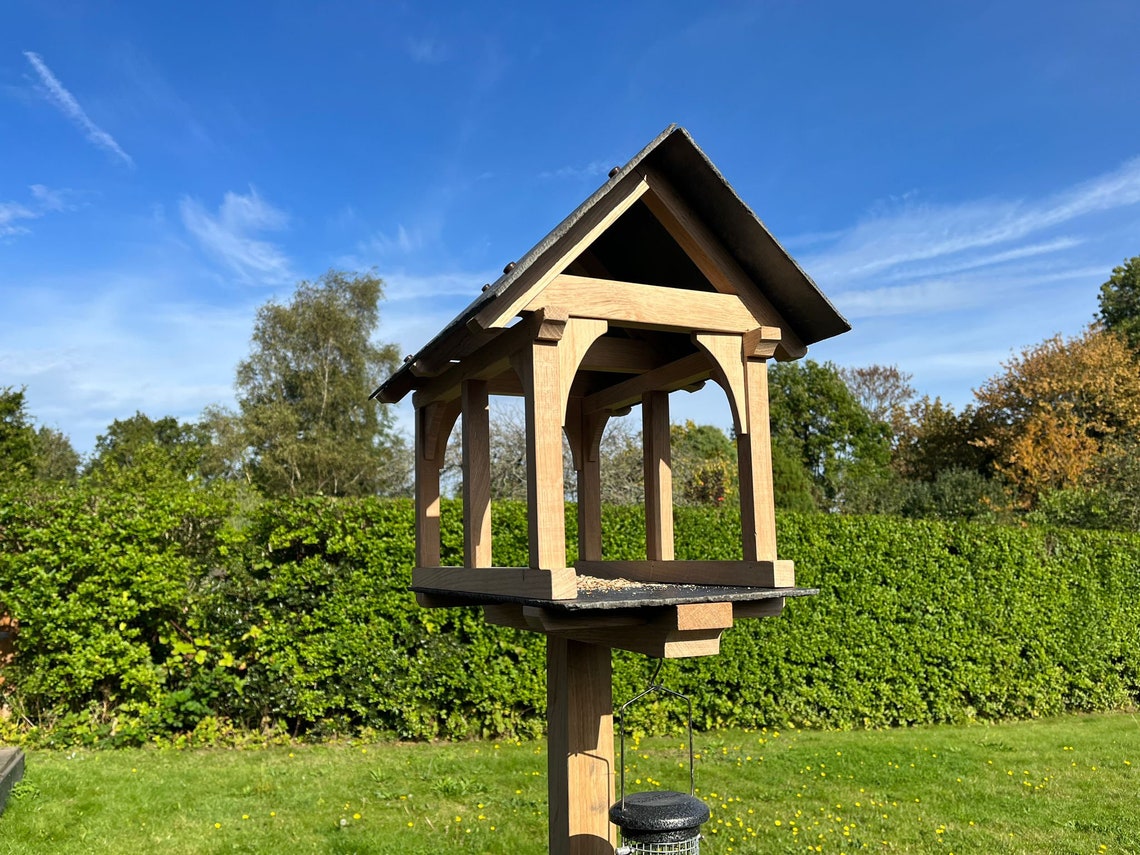Unique Handmade Oak and Slate Bird Tables, Traditionally Mortise and ...