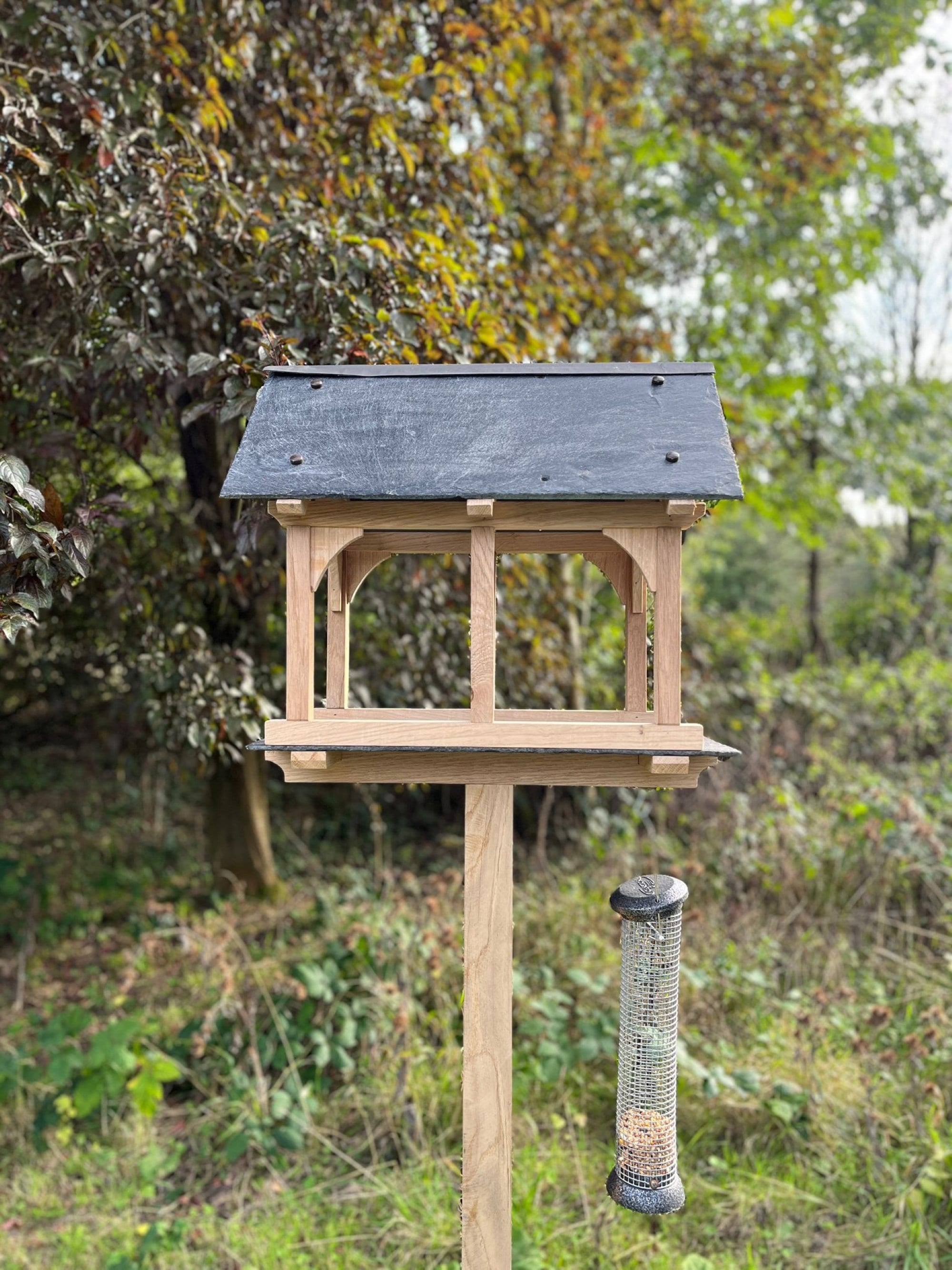Unique Handmade Oak and Slate Bird Tables, Traditionally Mortise and ...