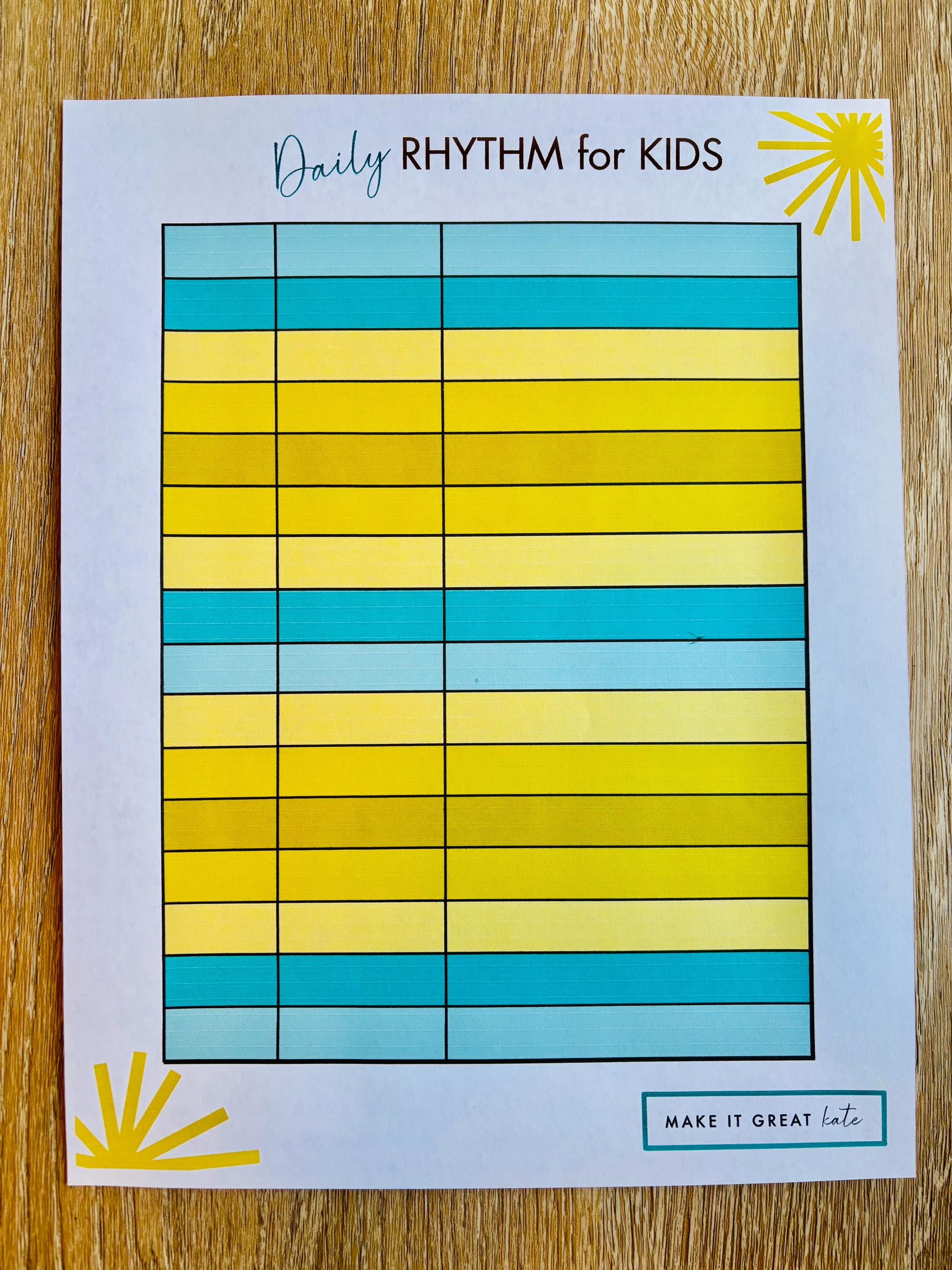 Kids Daily Rhythm Chart | Waldorf-inspired Rhythm | Printable Visual ...