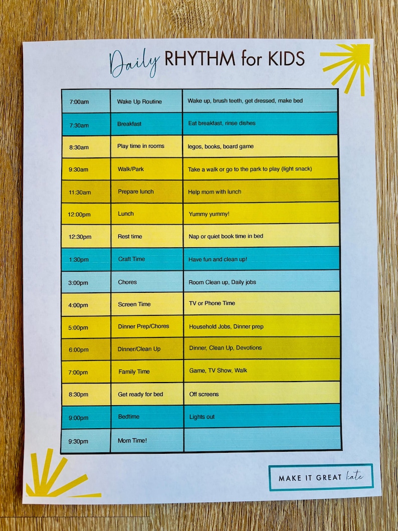 Kids Daily Rhythm Chart | Waldorf-inspired Rhythm | Printable Visual ...