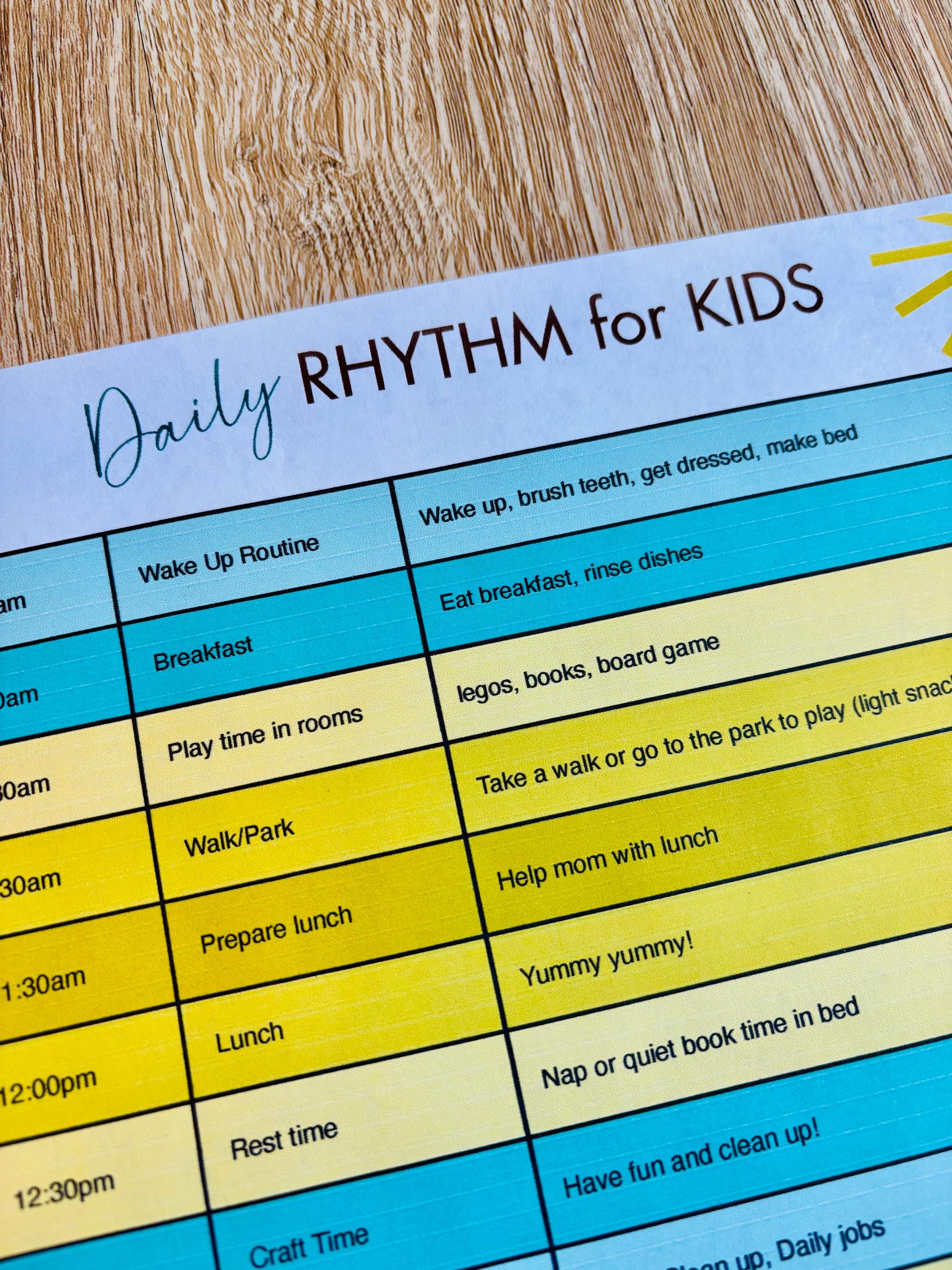 Kids Daily Rhythm Chart | Waldorf-inspired Rhythm | Printable Visual ...