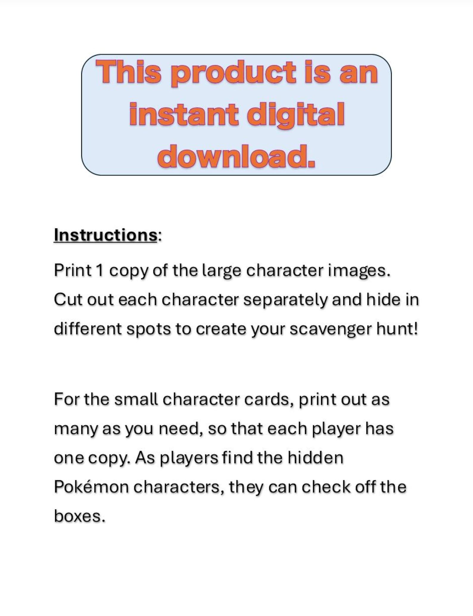 Pokémon Scavenger Hunt - Etsy Canada