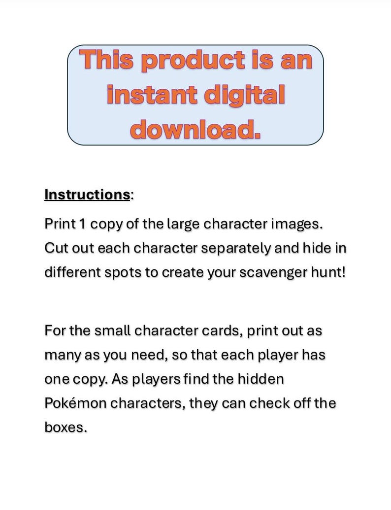 Pokémon Scavenger Hunt - Etsy Canada